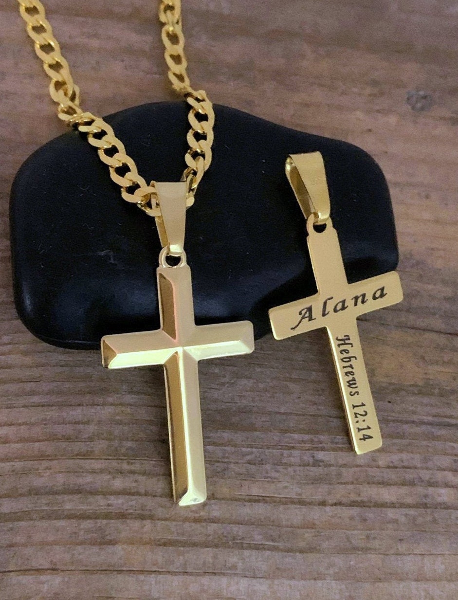 Custom Engraved Women's Cross. Personalized Gold Cross - Etsy Australia