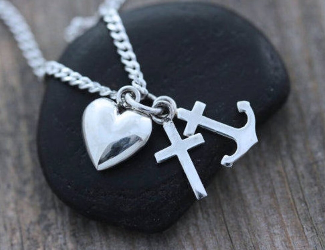 Sterling Silver Necklace Silver Holy Necklace Faith Hope - Etsy