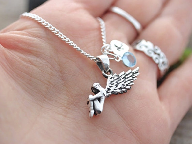 Silver Angel Necklace Sterling Silver Guardian Silver Angel | Etsy
