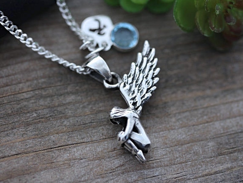 Silver Angel Necklace Sterling Silver Guardian Silver Angel - Etsy