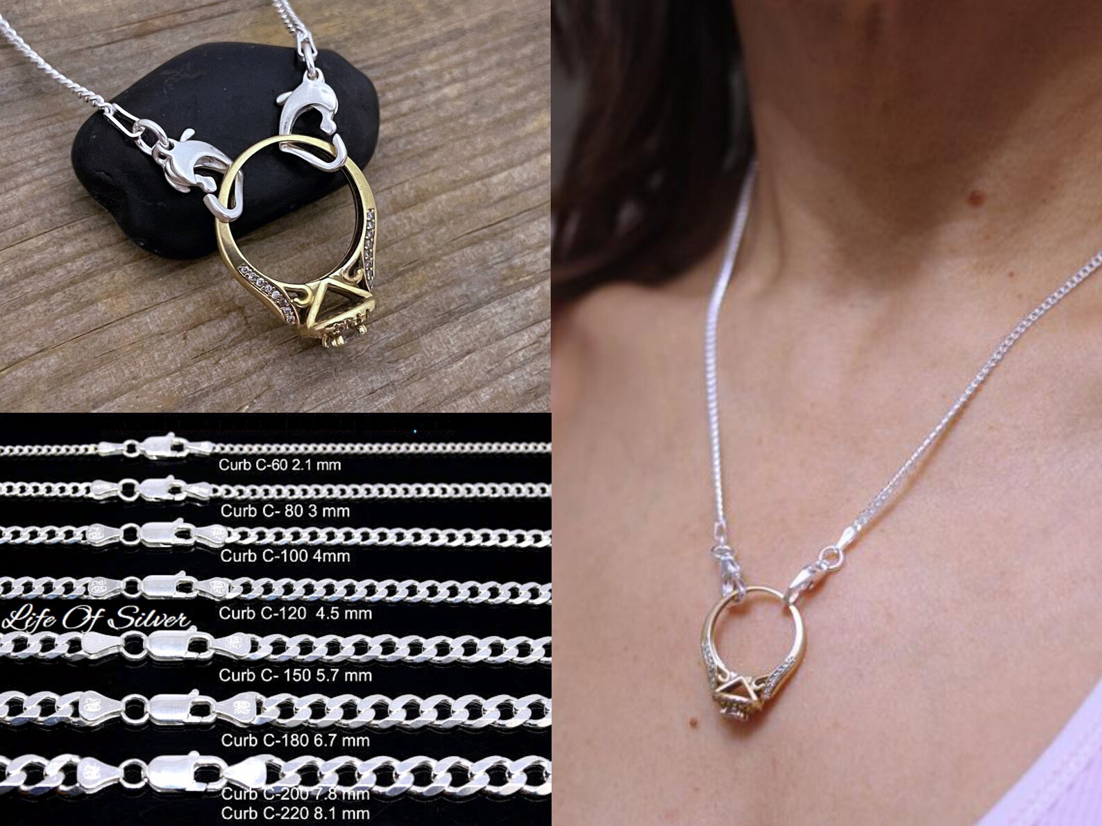 Sterling Silver Heart Ring Saver Necklace Small Heart Ring | Etsy