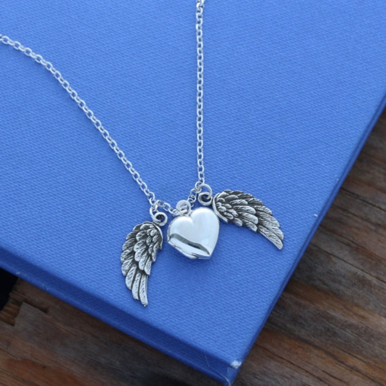 Angel Wing Locket Necklace Sterling Silver Guardian Angel - Etsy