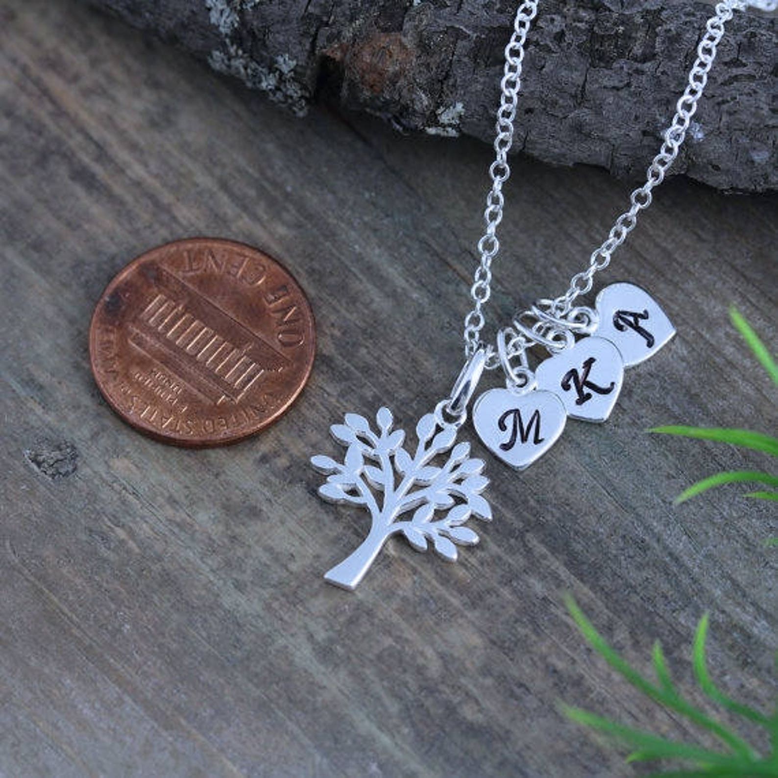 Sterling Silver Family Tree Necklace, Family Tree Necklace With 2 ...