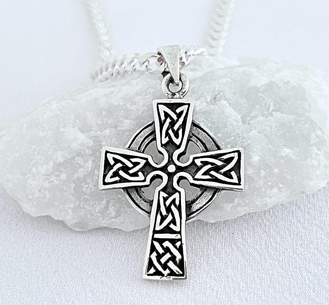 Celtic Cross Necklace Irish Sterling Silver Celtic Trinity Cross ...