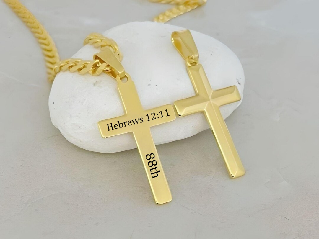 Engraved Gold Cross for Women Personalized Gold Cross Necklace. Small ...