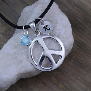 Sterling Silver Peace Sign Necklace Peace Silver Peace Sign Pendant ...