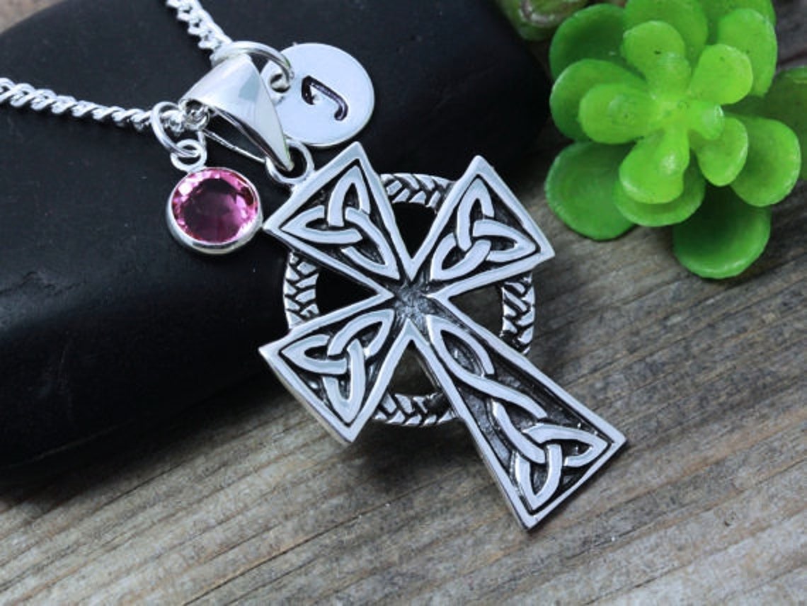 Celtic Cross Necklace Celtic Trinity Knots Cross in Sterling | Etsy
