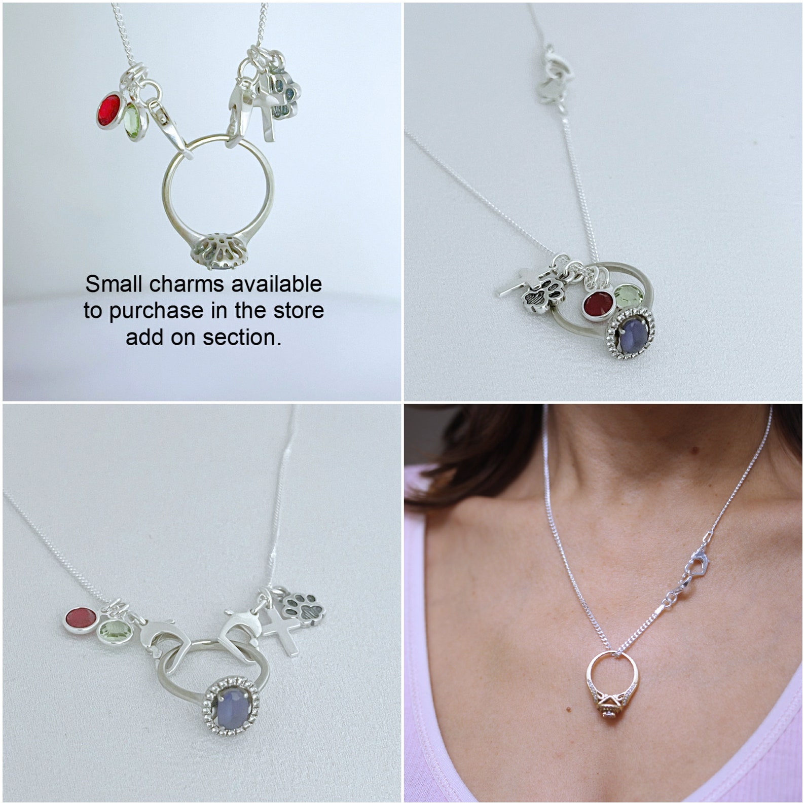 Sterling Silver Heart Ring Saver Necklace, Small Heart Ring Pendant ...