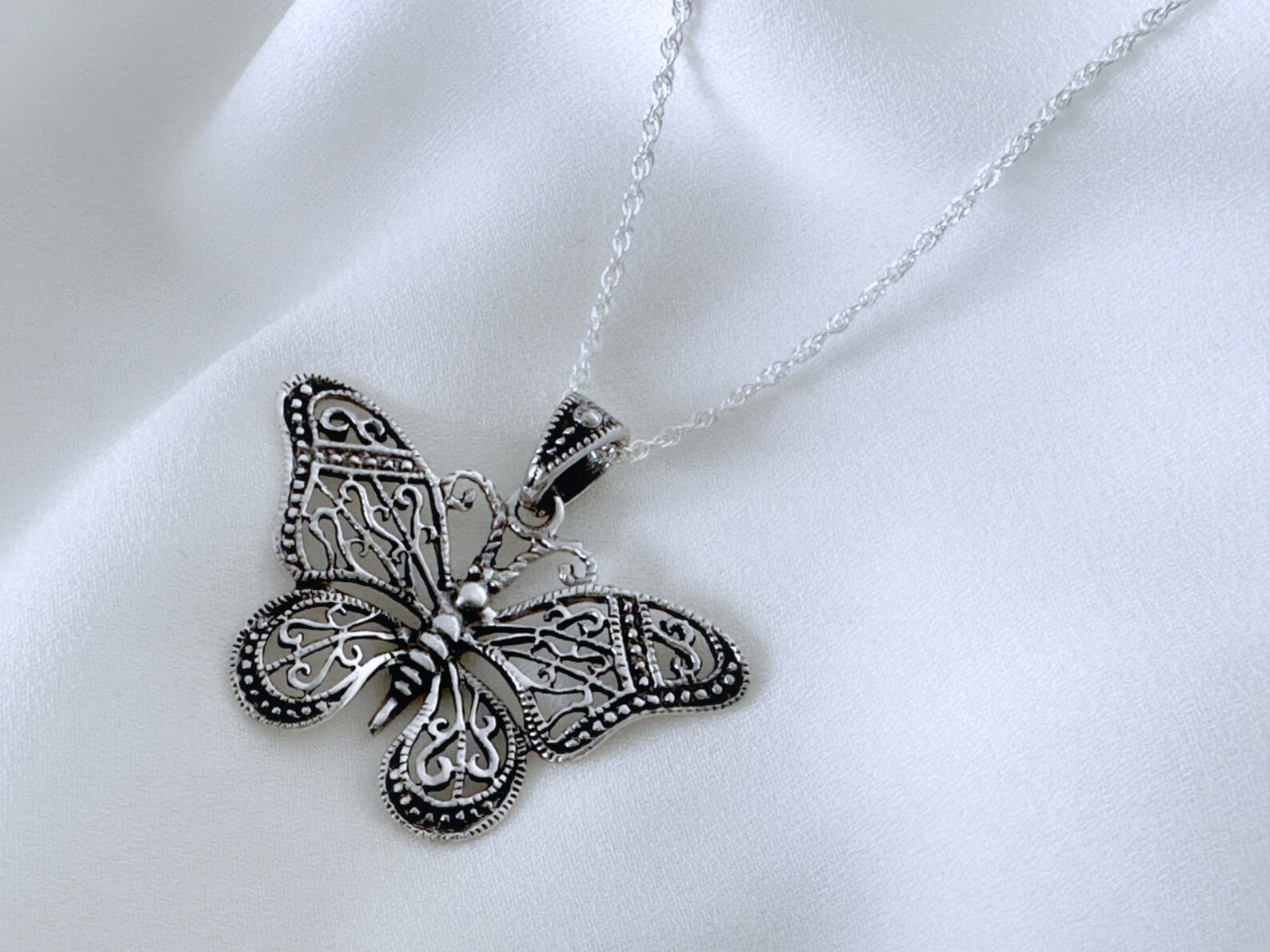 Sterling Silver Butterfly Necklace Silver Butterfly Necklace - Etsy