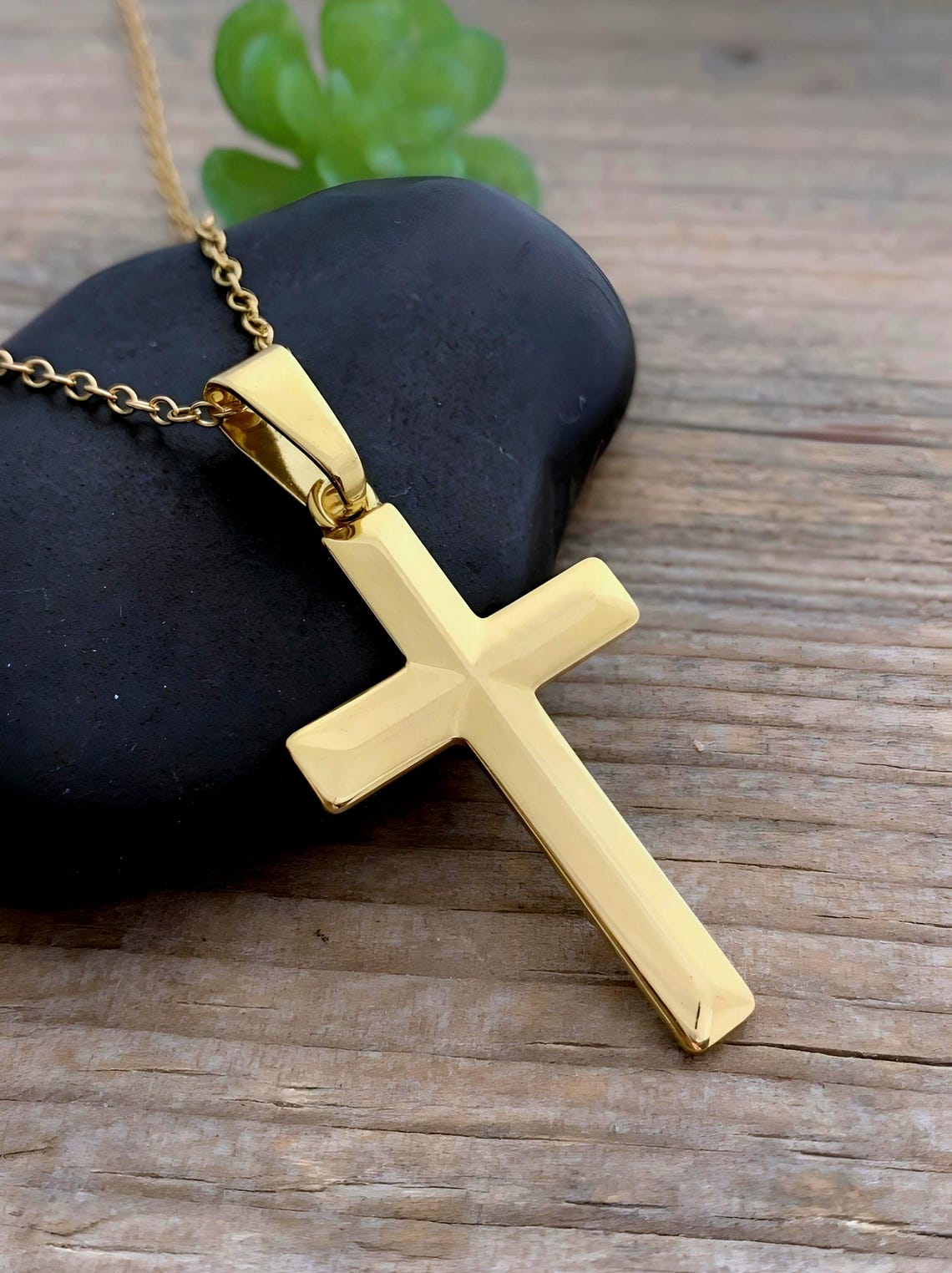 Gold Cross Necklace. Gold Filled Chain . 14k Gold Over Sterling Silver ...