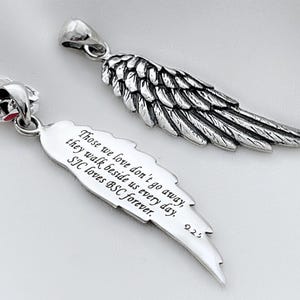 925 Solid Sterling Silver Engraved Wing Necklace With Thick Chain for ...