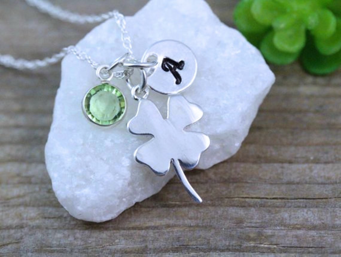 STERLING Silver Clover Necklace Personalized With - Etsy
