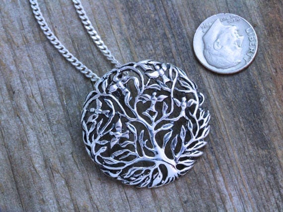 Sterling Silver Tree Of life Necklace SIX Birds on the tree | Etsy