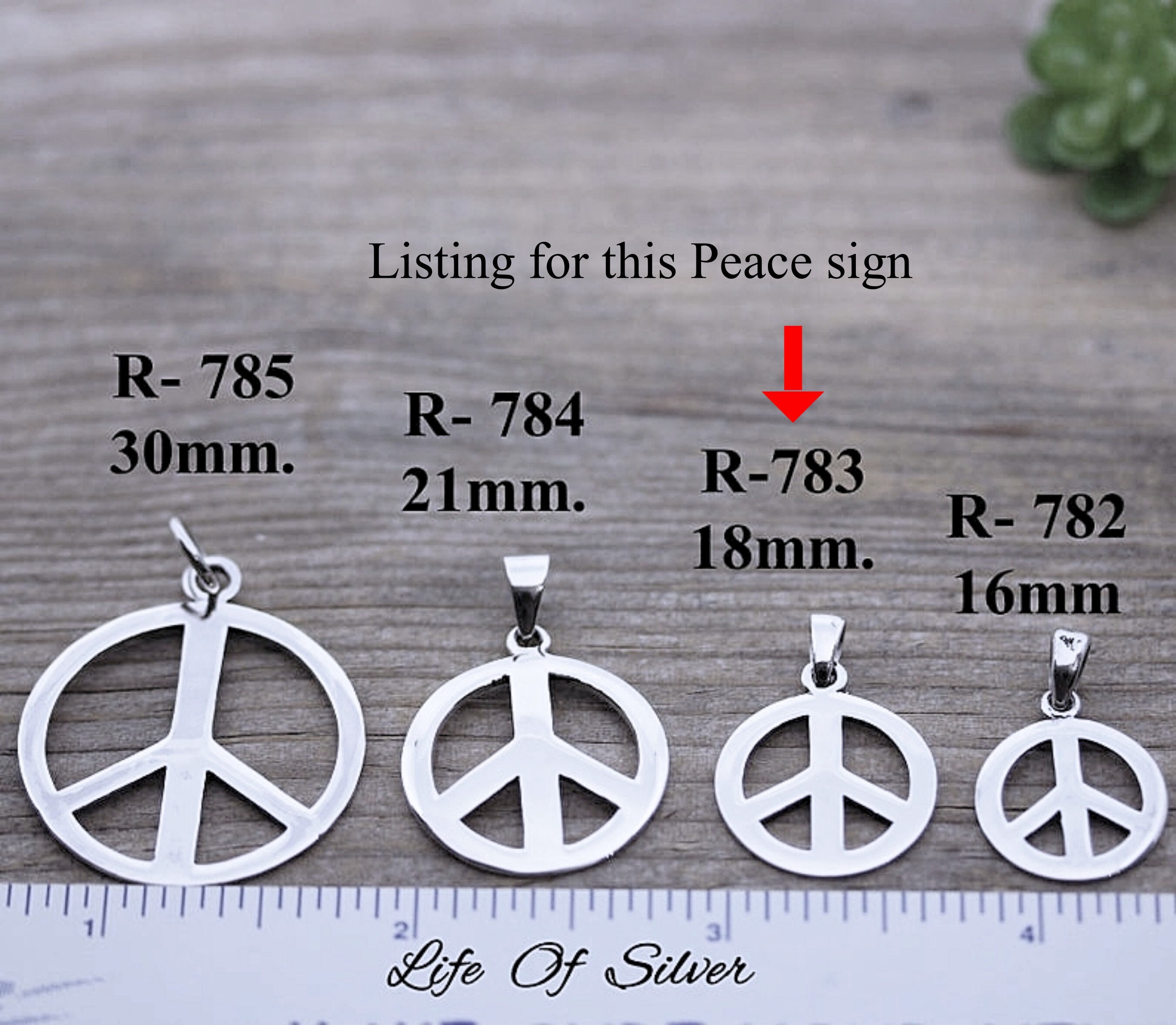 Sterling Silver Peace Sign Necklace, Small Charms No Included. Silver ...