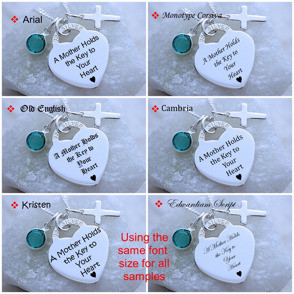925 Solid Sterling Silver Engraved Heart Jewelry for Mother - Etsy