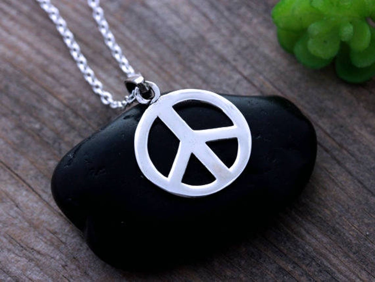 Sterling Silver Peace Sign Necklace, Small Charms No Included. Silver ...