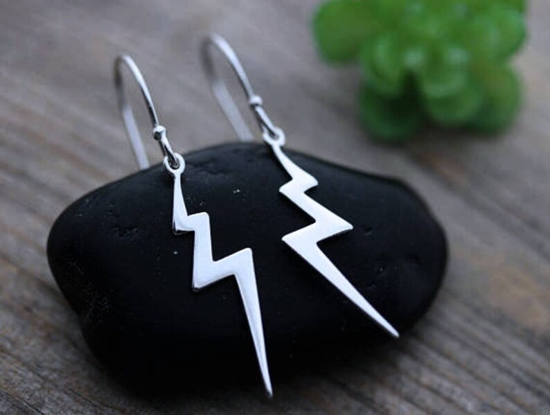 925 Sterling silver Lightning earrings Lightning bolt Earring | Etsy
