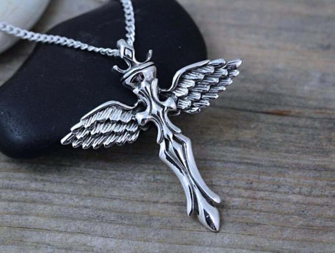 Sterling Silver Angel Cross Necklace Choose Sterling Chain. | Etsy