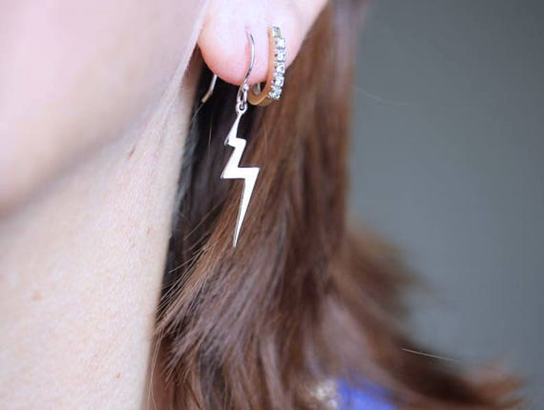 925 Sterling Silver Lightning Earrings Lightning Bolt Earring Jewelry ...