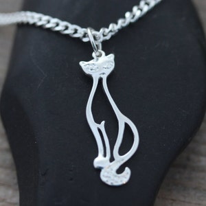 Sterling Silver Cat Necklace, Elegant Cat Lovers Necklace, Sterling Cat ...