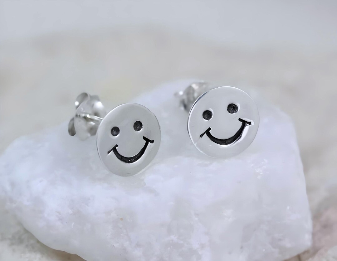 Silver Happy Face Earrings Sterling Silver Happy Face Earrings Happy ...
