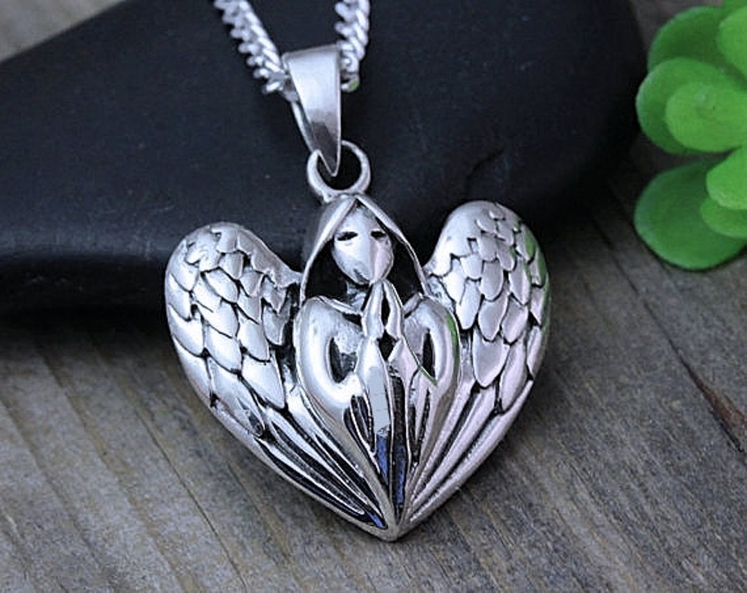 Guardian Angel Necklace, Sterling Silver Guardian Angel Charm Necklace ...