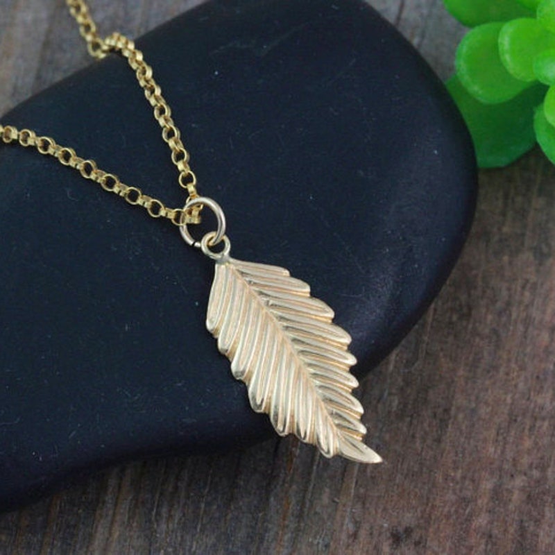 Leaf Charm Necklace - Etsy