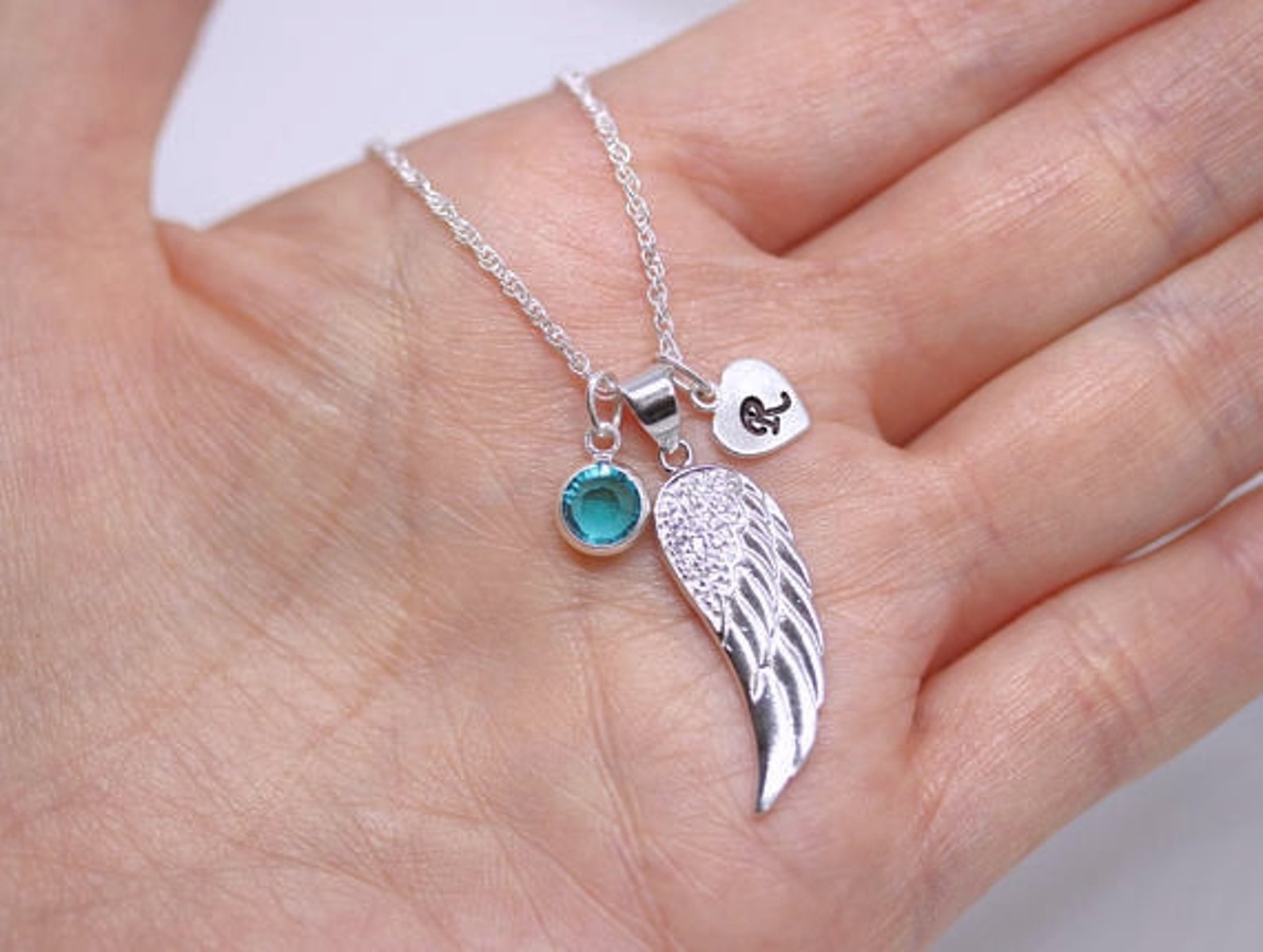 Set Sterling Silver Angel Wing Necklace and Earrings Guardian Angel ...
