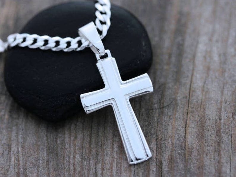 Classic Mens CROSS Sterling Silver cross for men Mens Plain | Etsy