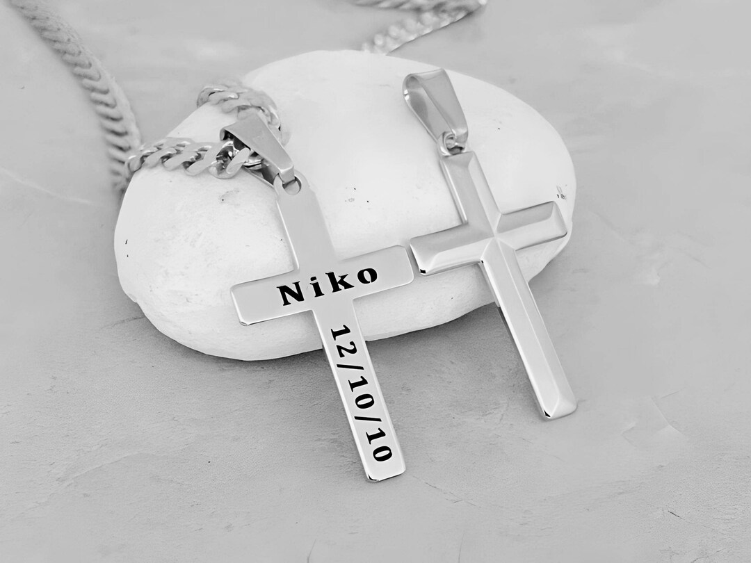 Sterling Silver Engraved Cross Necklace. SMALL Cross Necklace - Etsy