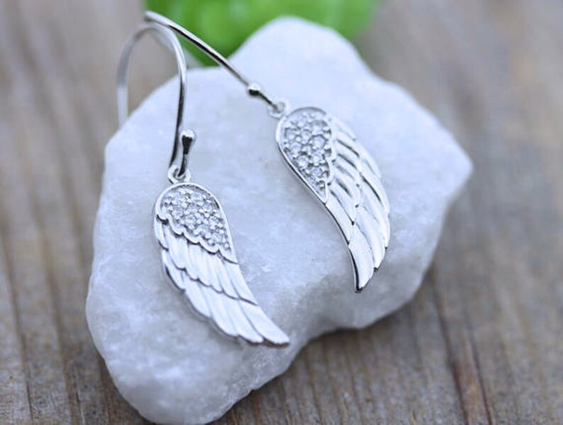 Set Sterling Silver Angel Wing Necklace and Earrings Guardian Angel ...