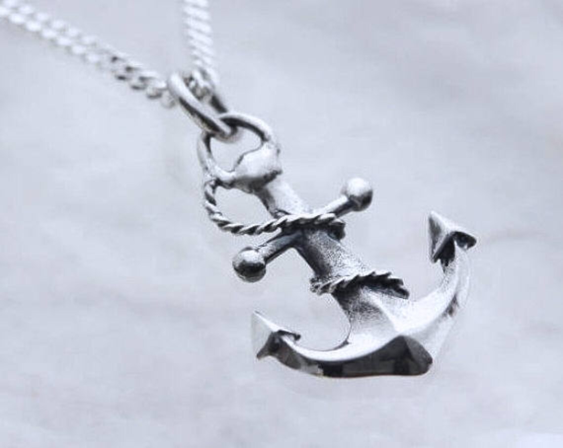 Anchor Necklace Sterling Silver Anchor Personalized With | Etsy