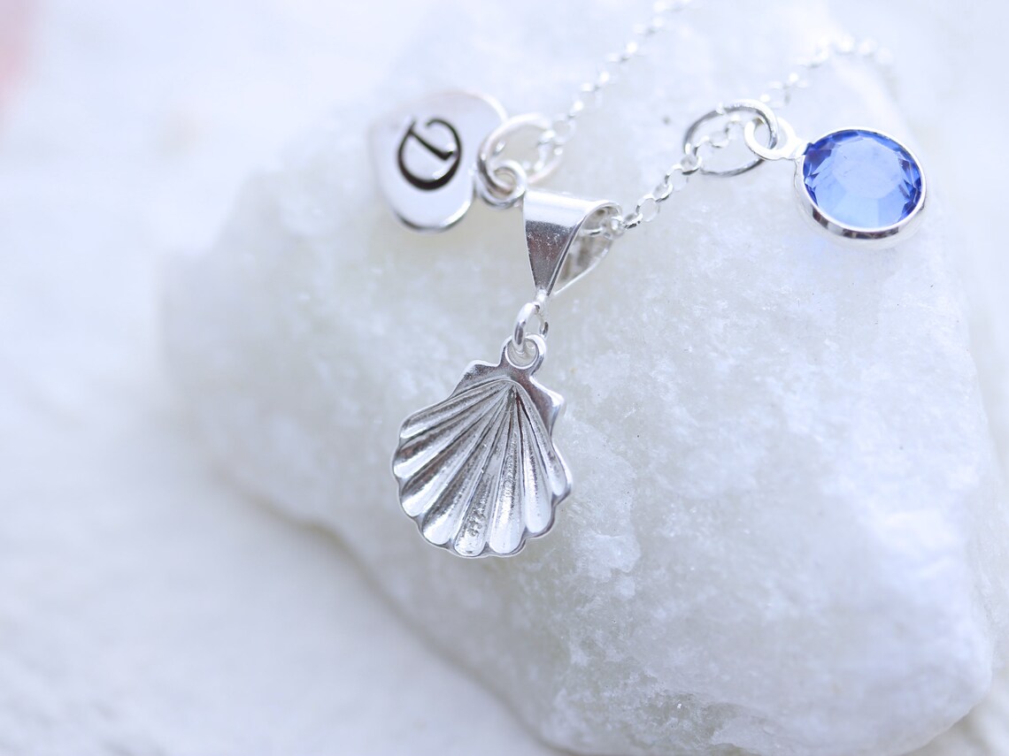 Personalized Sterling Silver Sea Shell Necklace Sterling - Etsy