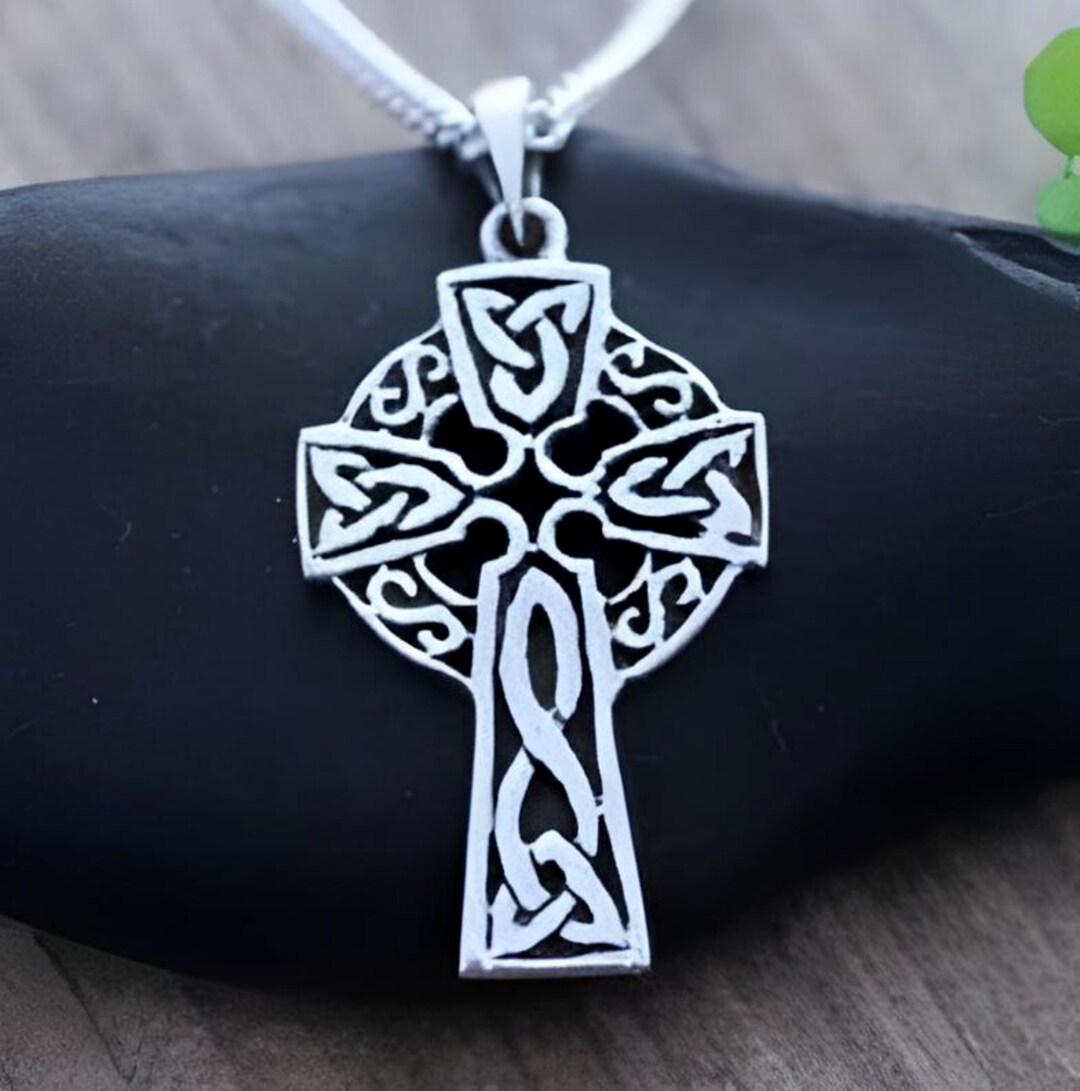 Sterling Silver Celtic Cross Triquetra Pendant Jewelry Irish Knot ...