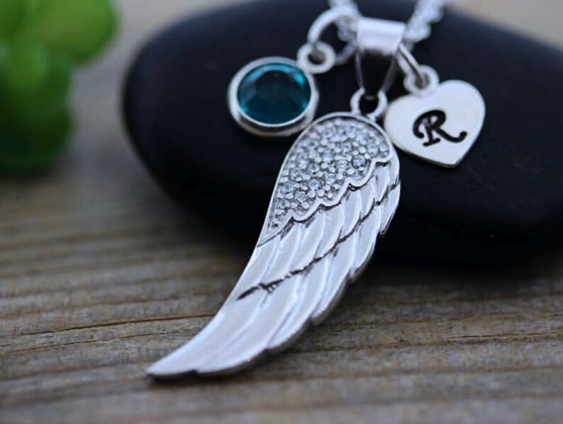 Set Sterling Silver Angel Wing Necklace and Earrings Guardian Angel ...