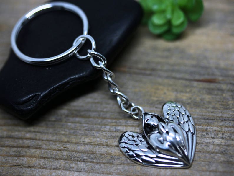 925 Sterling Silver Guardian Angel Keychain. Key chain Angel. | Etsy