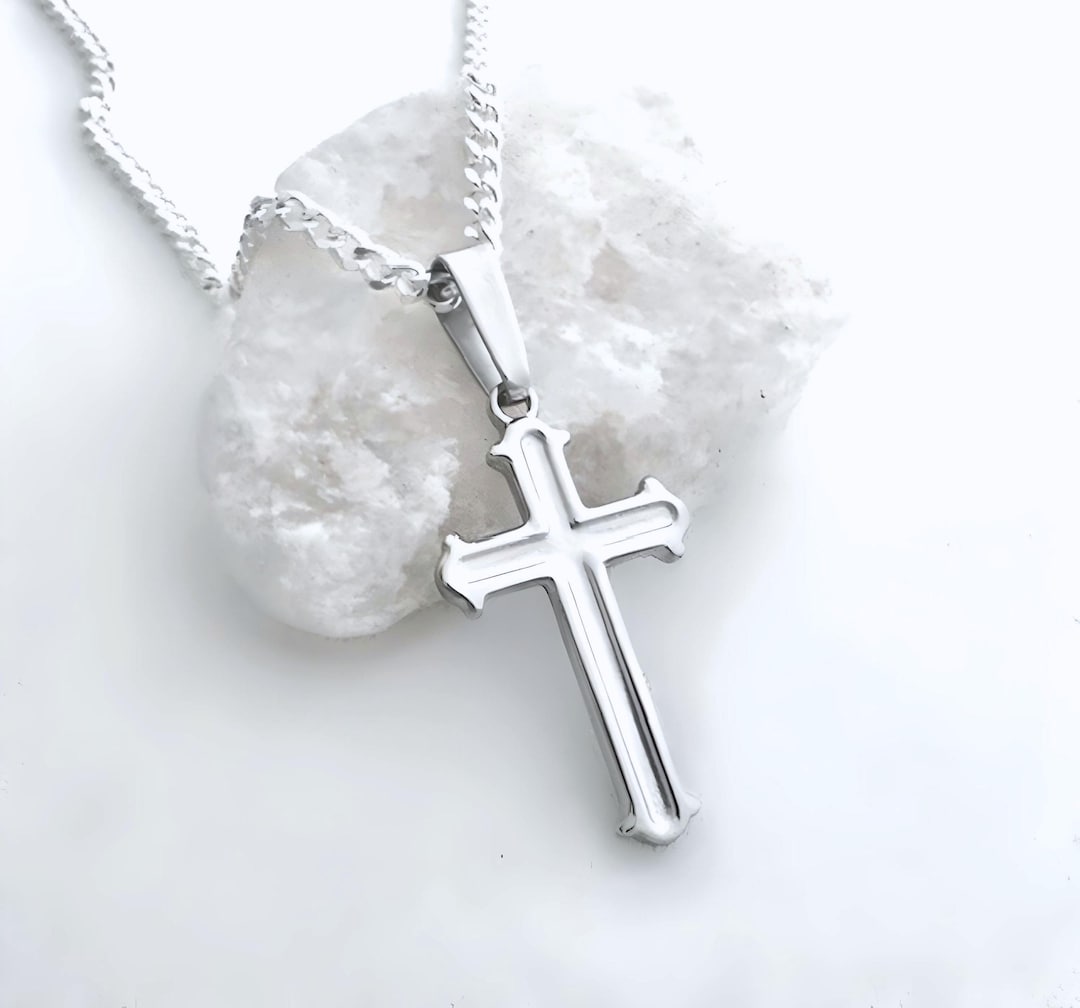 Unisex Kids Small Sterling Silver Cross Necklace, Silver Cross First ...