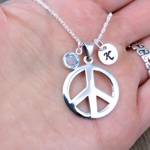 Sterling Silver Peace Sign Necklace Peace Silver Peace Sign Pendant ...