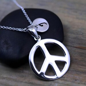 Sterling Silver Peace Sign Necklace, Peace Necklace, Silver Peace Sign ...