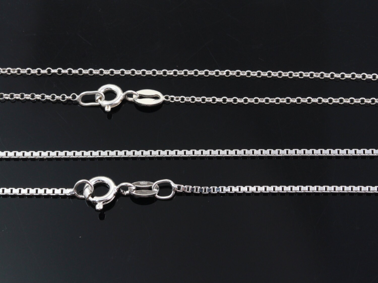 Sterling Silver Box Chain. Silver Italian Diamond Cut Box | Etsy