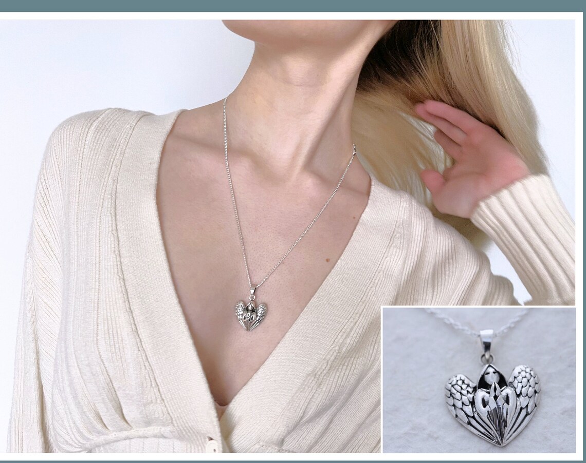 Guardian Angel Necklace Sterling Silver Guardian Angel Charm - Etsy