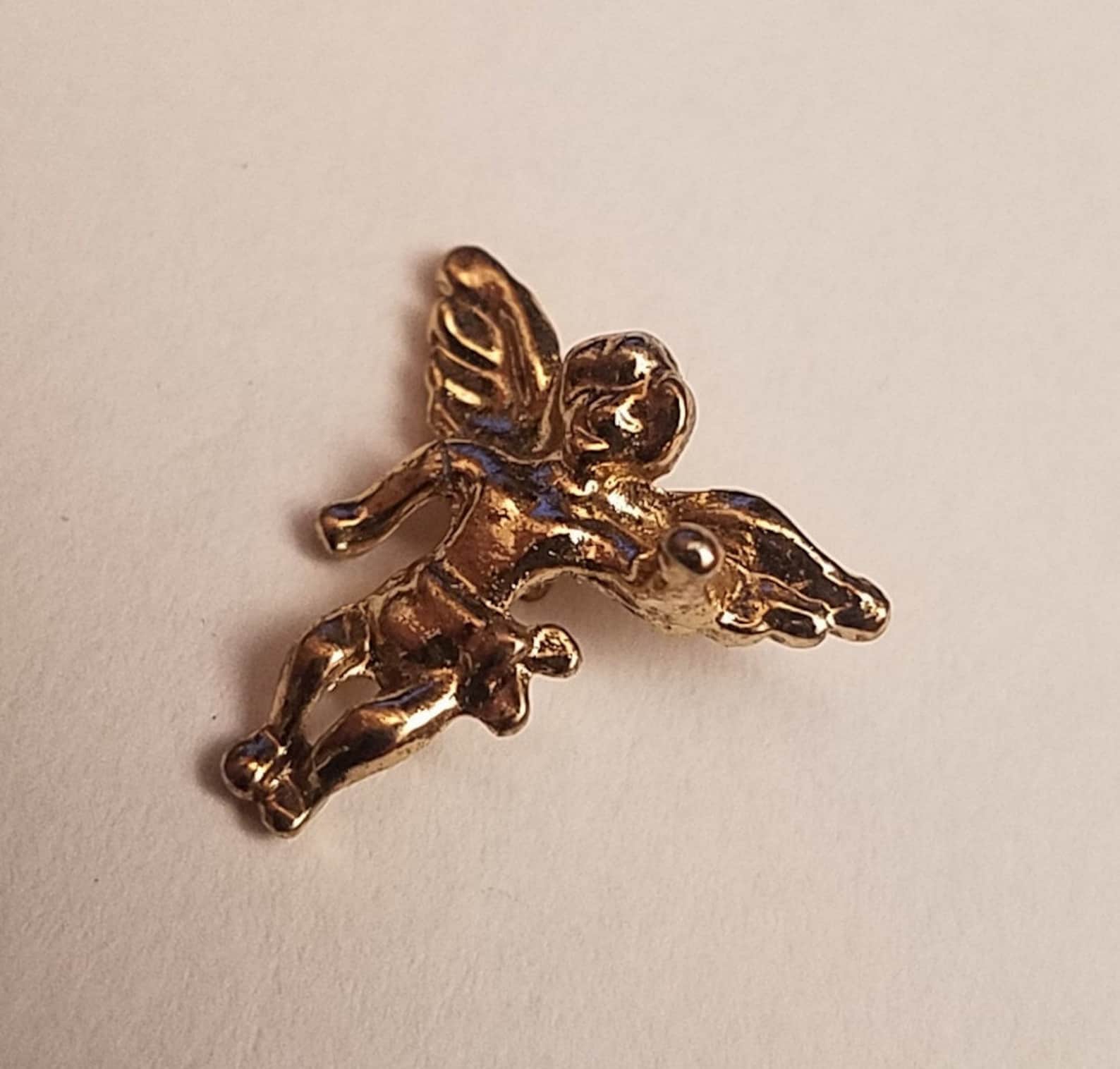 Vintage Small Gold Tone Angel Pin - Etsy