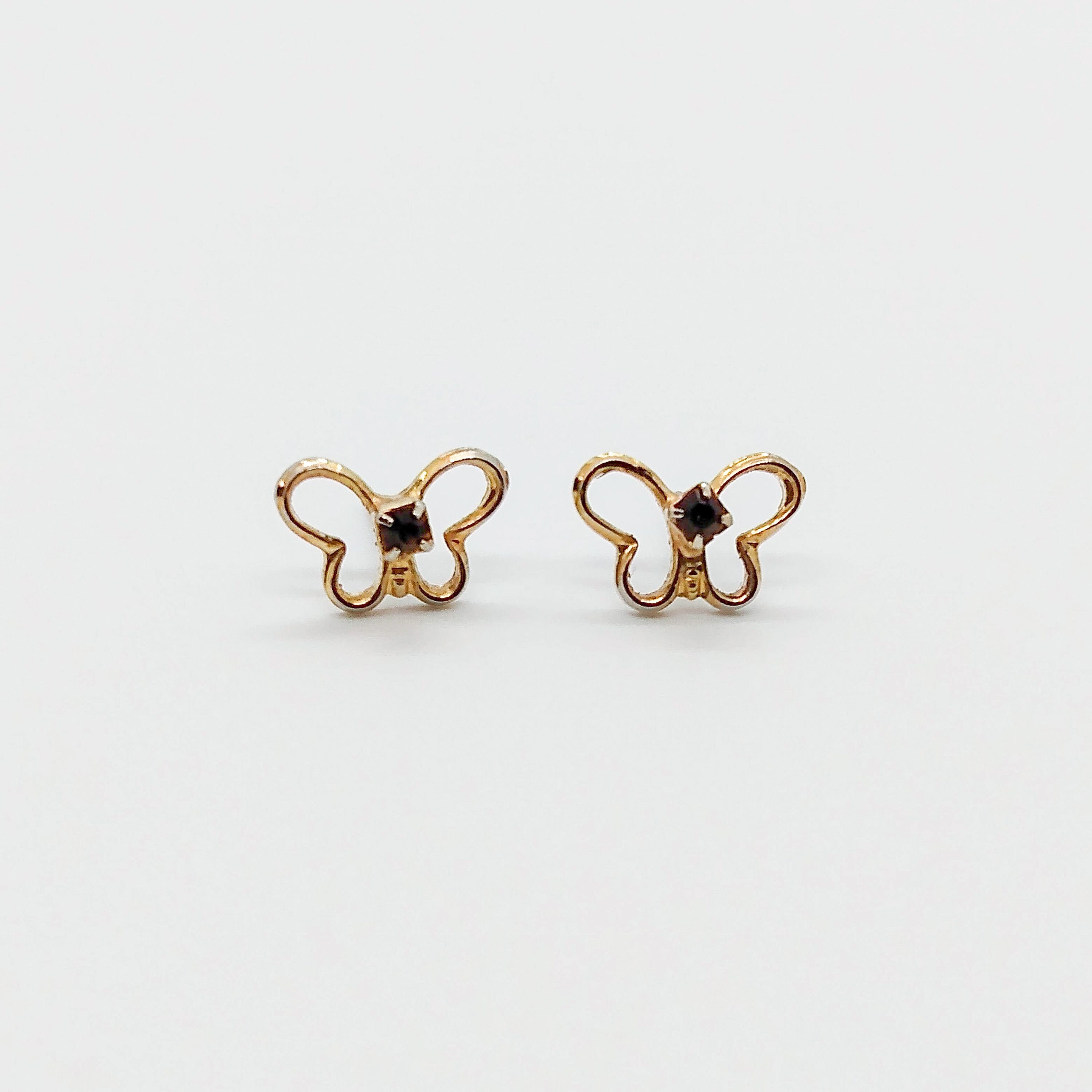 Vintage Small Butterfly Pierced Stud Earrings : Gold Tone - Etsy