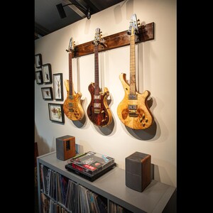 Guitar Wall Mount - Walnut Guitar Rack - Instrument Wall Display ...