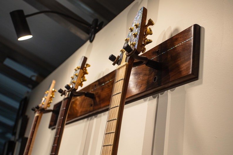 Guitar Wall Mount - Walnut Guitar Rack - Instrument Wall Display ...