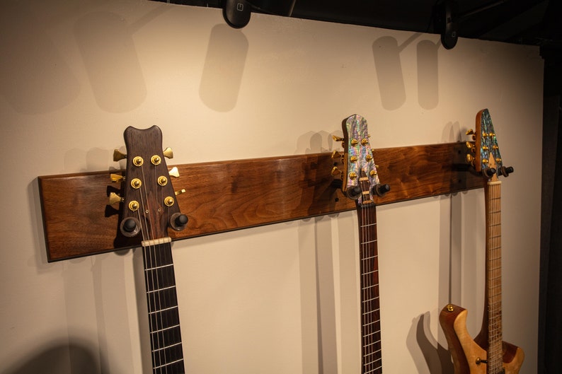 Guitar Wall Mount - Walnut Guitar Rack - Instrument Wall Display ...