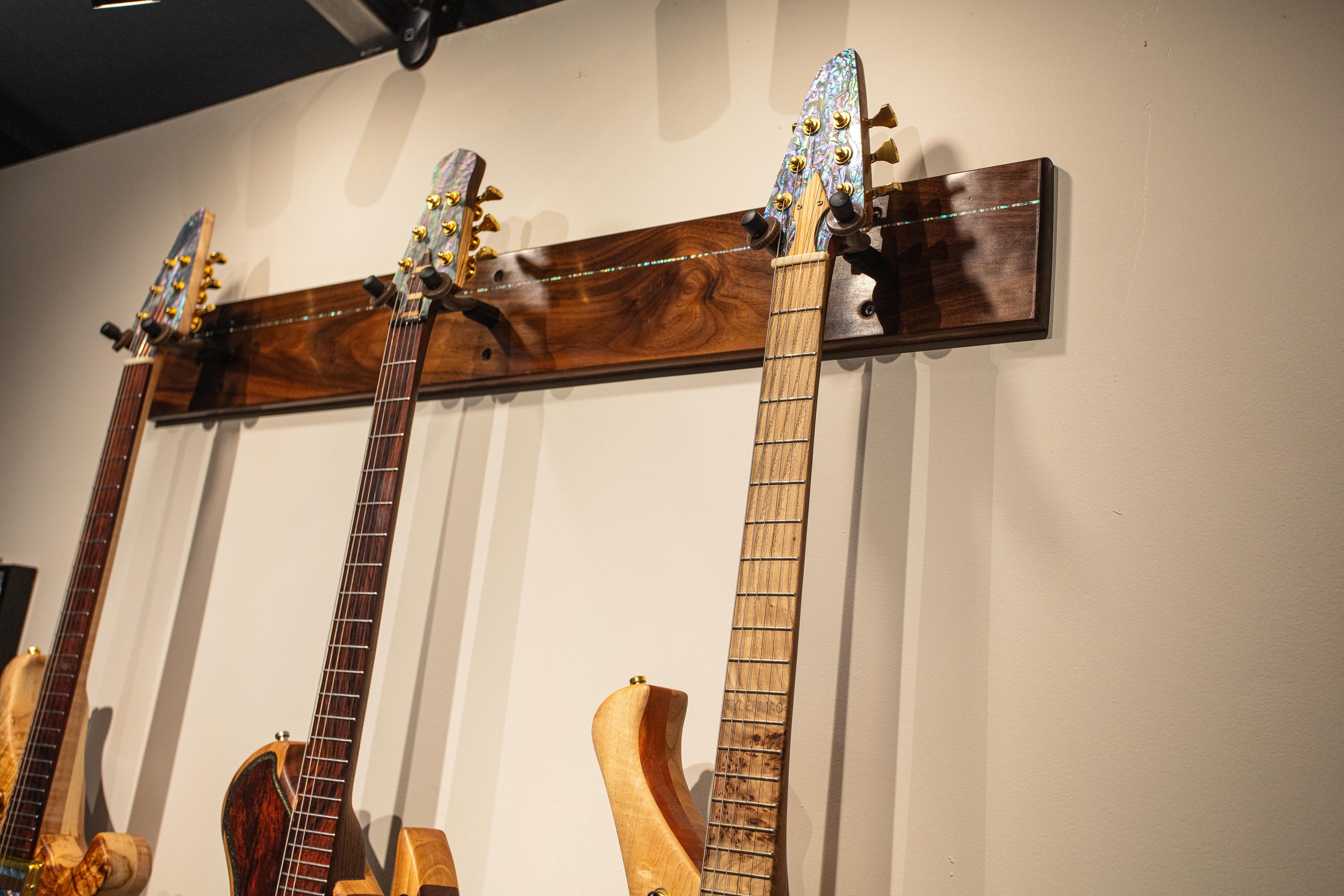Guitar Wall Mount - Walnut Guitar Rack - Instrument Wall Display ...