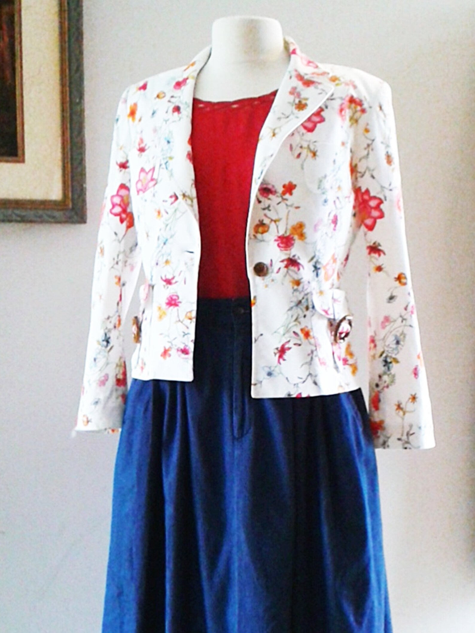 White Floral Patterned Cotton Jacket - Etsy