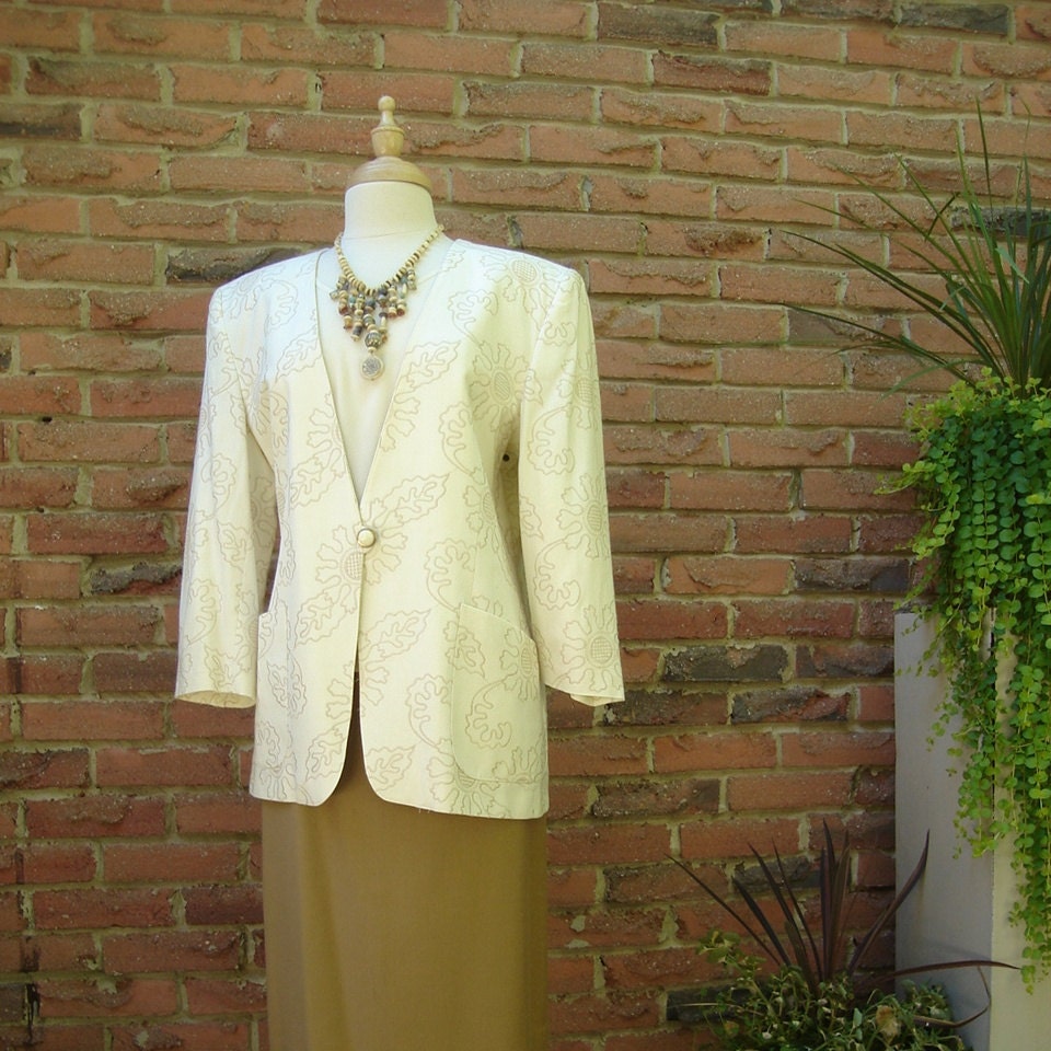 Ivory Couched Embroidered Suit Jacket - Etsy