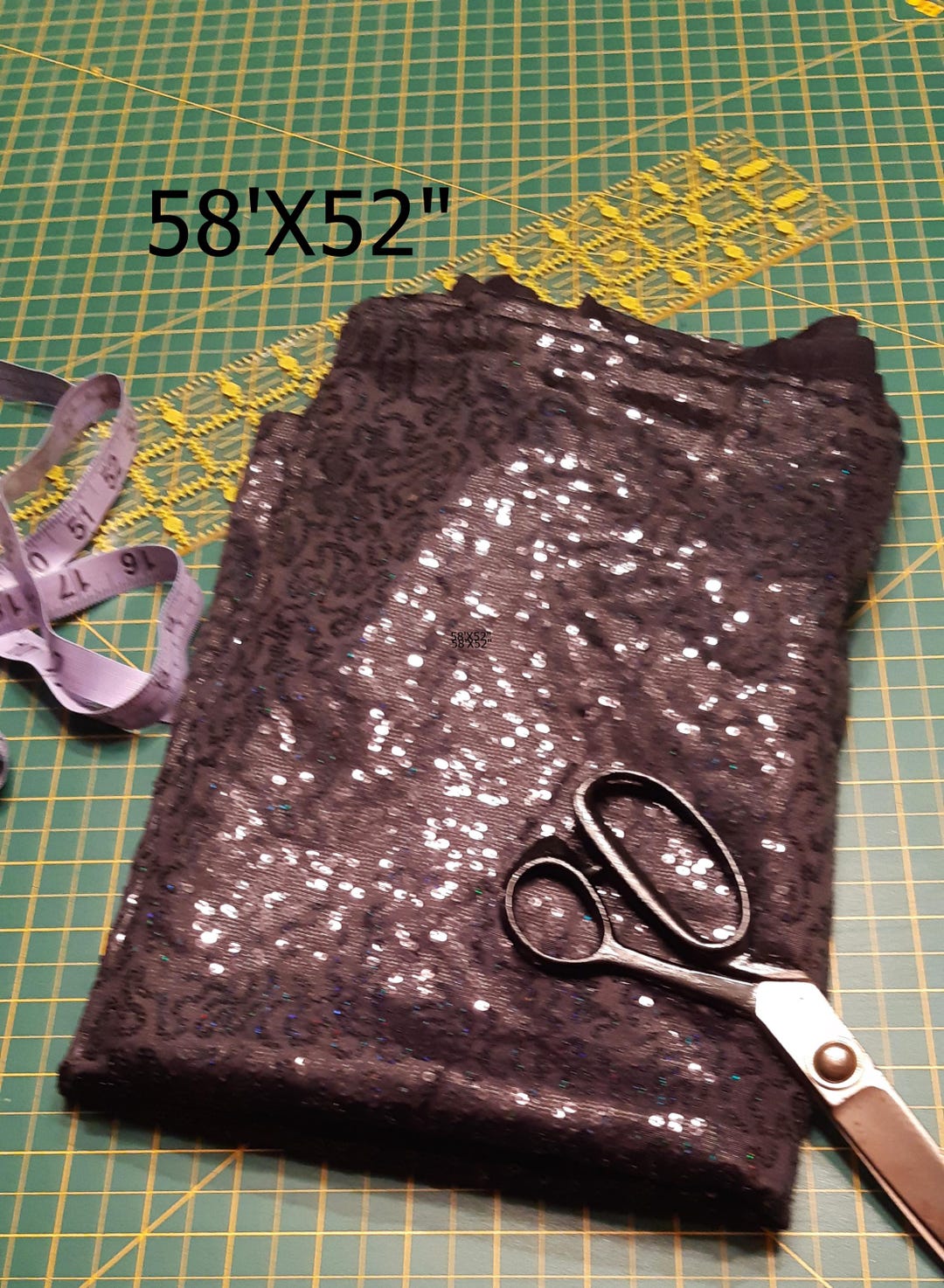Black Sequin Stretch Netting Fabric, 58" by 52" - Etsy